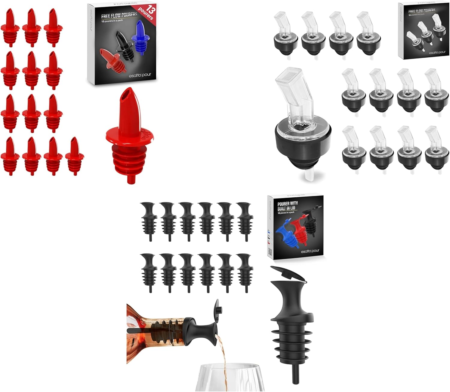 Amazon.com: Esatto Pour and Seal, Plastic Bottle Pourers With Built In ...