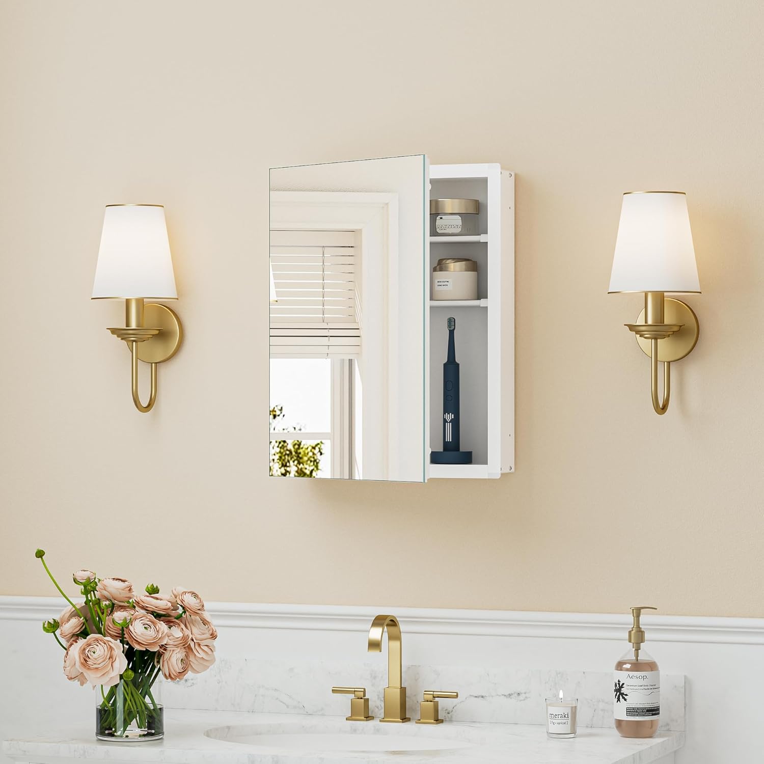 Amazon.com: Keonjinn 14 x 18 Inch Small Medicine Cabinet, Assembly ...