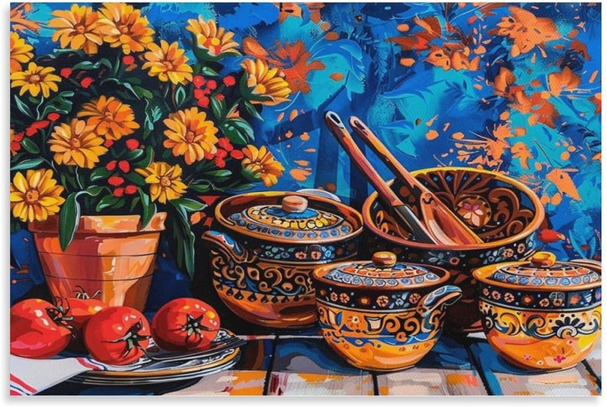 Amazon.com: Mexican Talavera Kitchen Traditional Mexican Poster Canvas ...