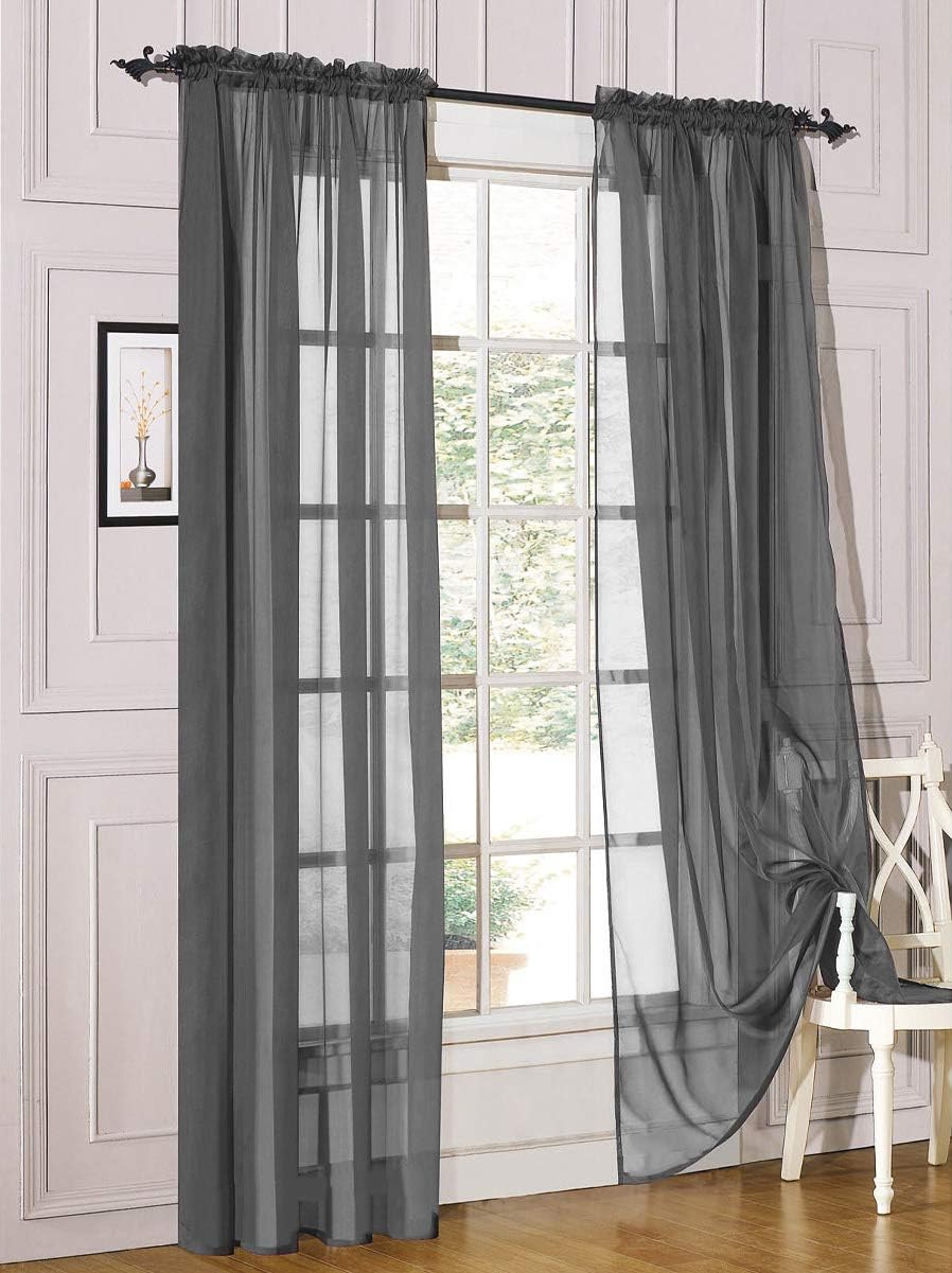 Amazon.com: Decotex 2 Piece Sheer Voile Light Filtering Rod Pocket ...