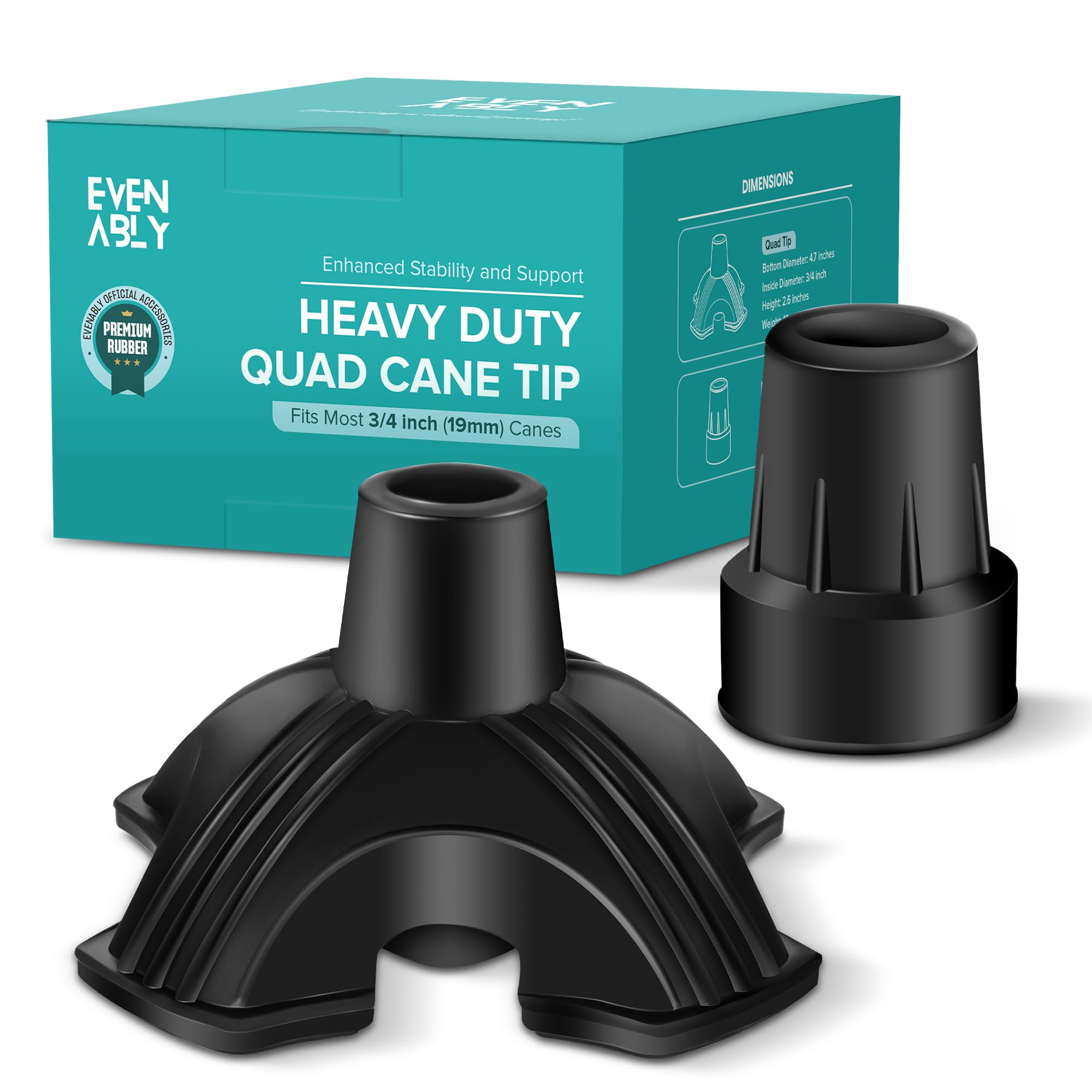 Amazon.com: EVENABLY Heavy Duty Quad Cane Tip with Metal Insert ...