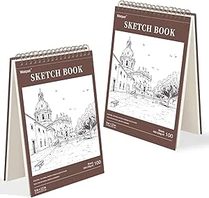 Amazon.com: 9" x 12" Hard Cover Sketch Book, Top Spiral Bound Sketch Pad, 100 Sheets 68lb/100gsm ...