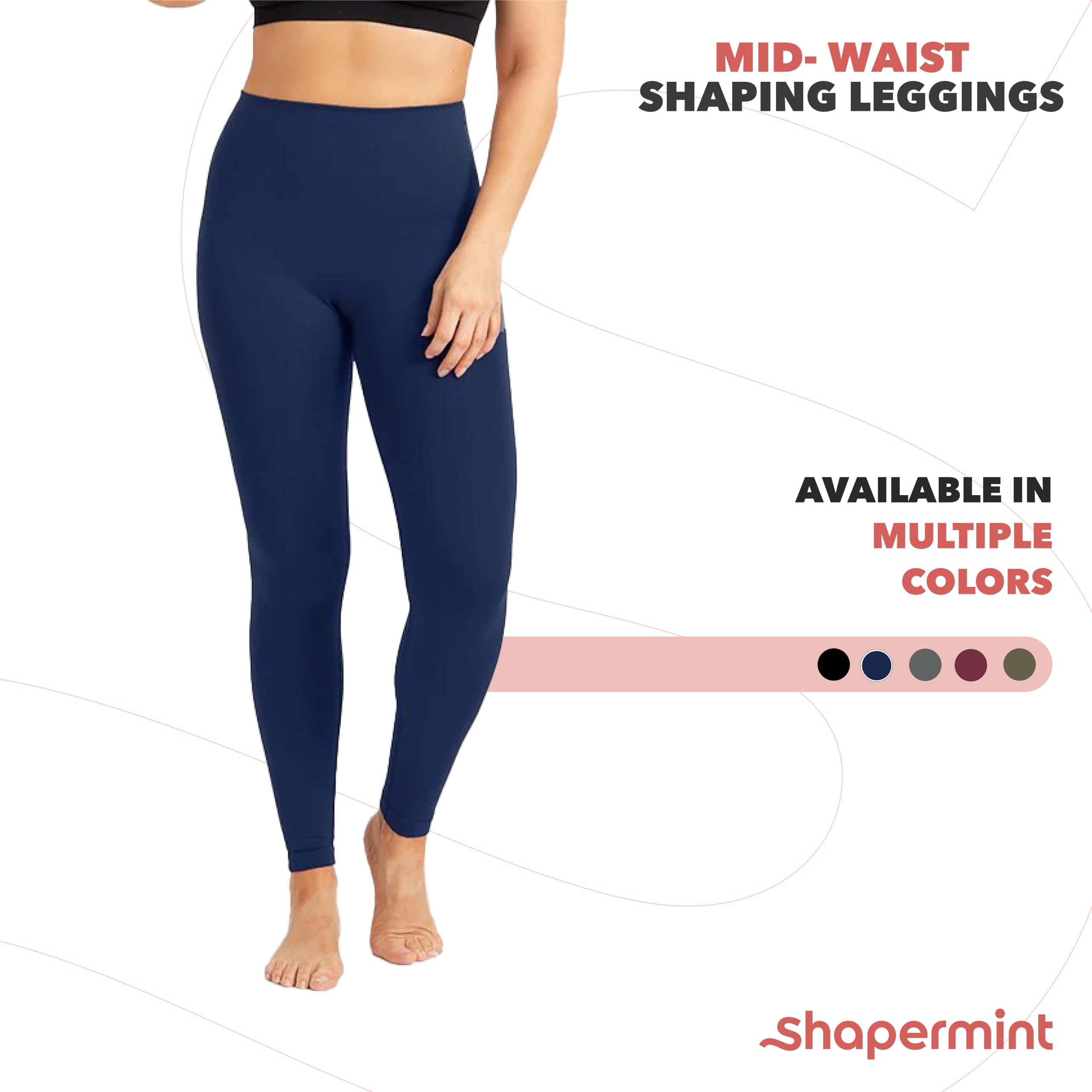 Snapklik.com : SHAPERMINT Comfort Mid-Waist Shaping Leggings For Women ...