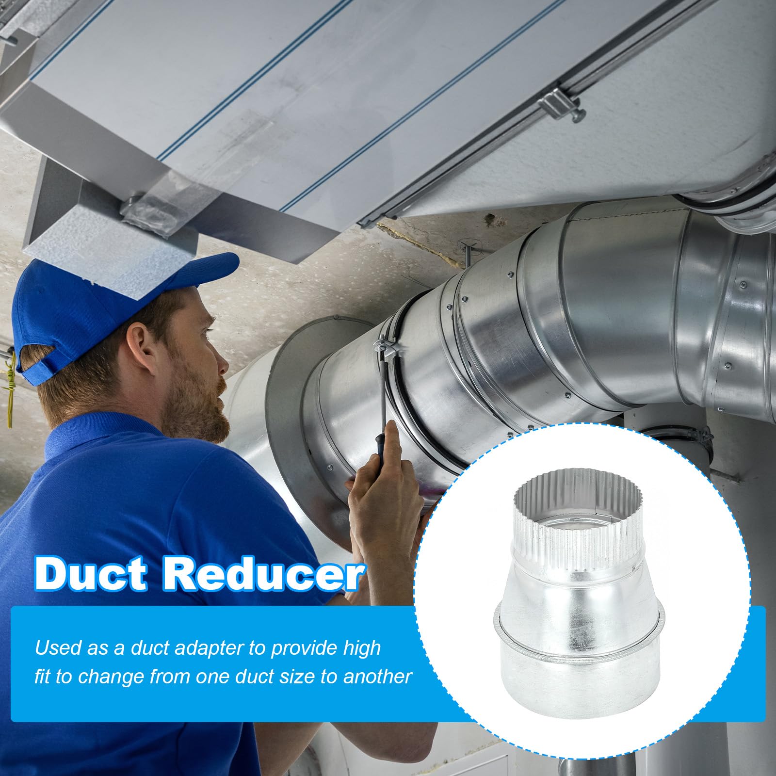 PATIKIL 4 Inch to 3 Inch Duct Reducer, Galvanized Steel Round Air Duct ...