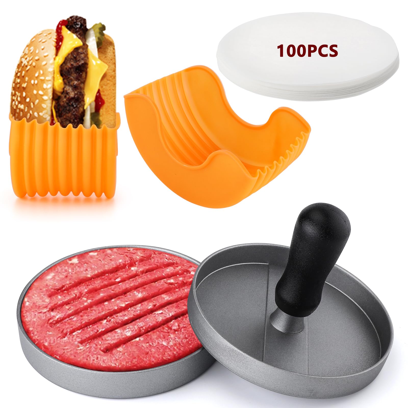 Amazon.com: Calicage Burger Press Patty Maker Stainless Steel Hamburger ...