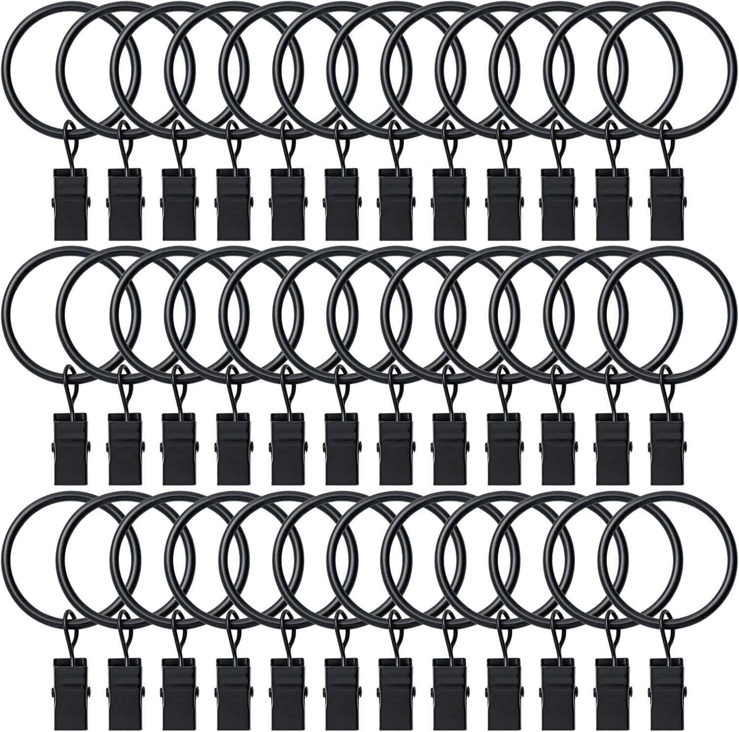 Amazon.com: BOOMIBOO 36 Pack Curtain Rings with Clips, Drapery Clips ...