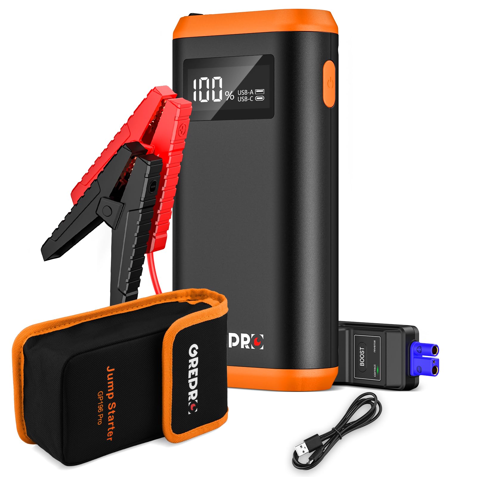 GREPRO 3000A Jump Starter Power Pack, Car Battery Booster Jump Starter ...