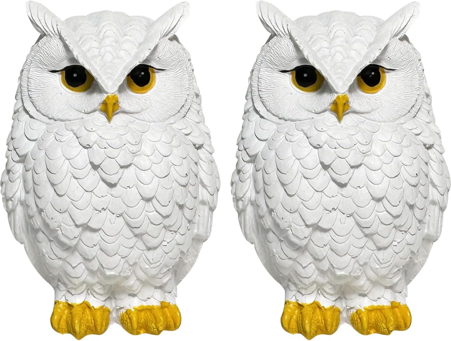Amazon.com: WAYUTO 2Pcs White Owl Statues Craved Resin Bird Figurines ...