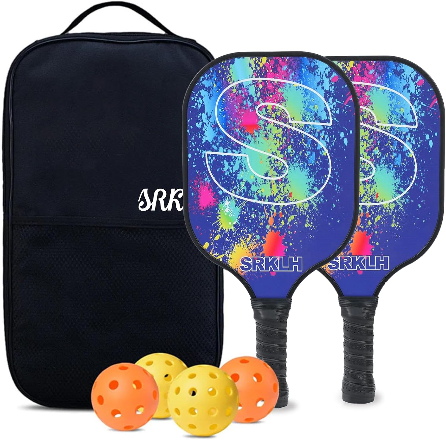 Amazon.com : SRKLH Pickleball Paddles, Fiberglass Pickleball Set with 2 ...