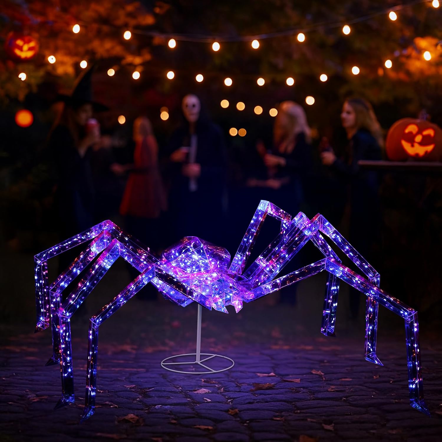 Amazon.com: GODECOR Prismatic Giant Spider, 3FT Pre-lit Large Outdoor ...