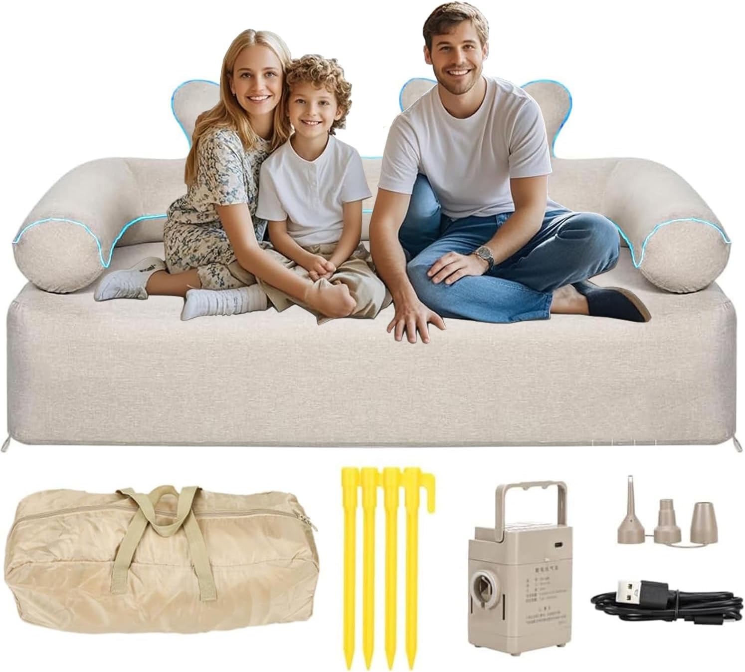 Amazon.com: blowell Camping Inflatable Double Couch Chair - Double Blow ...