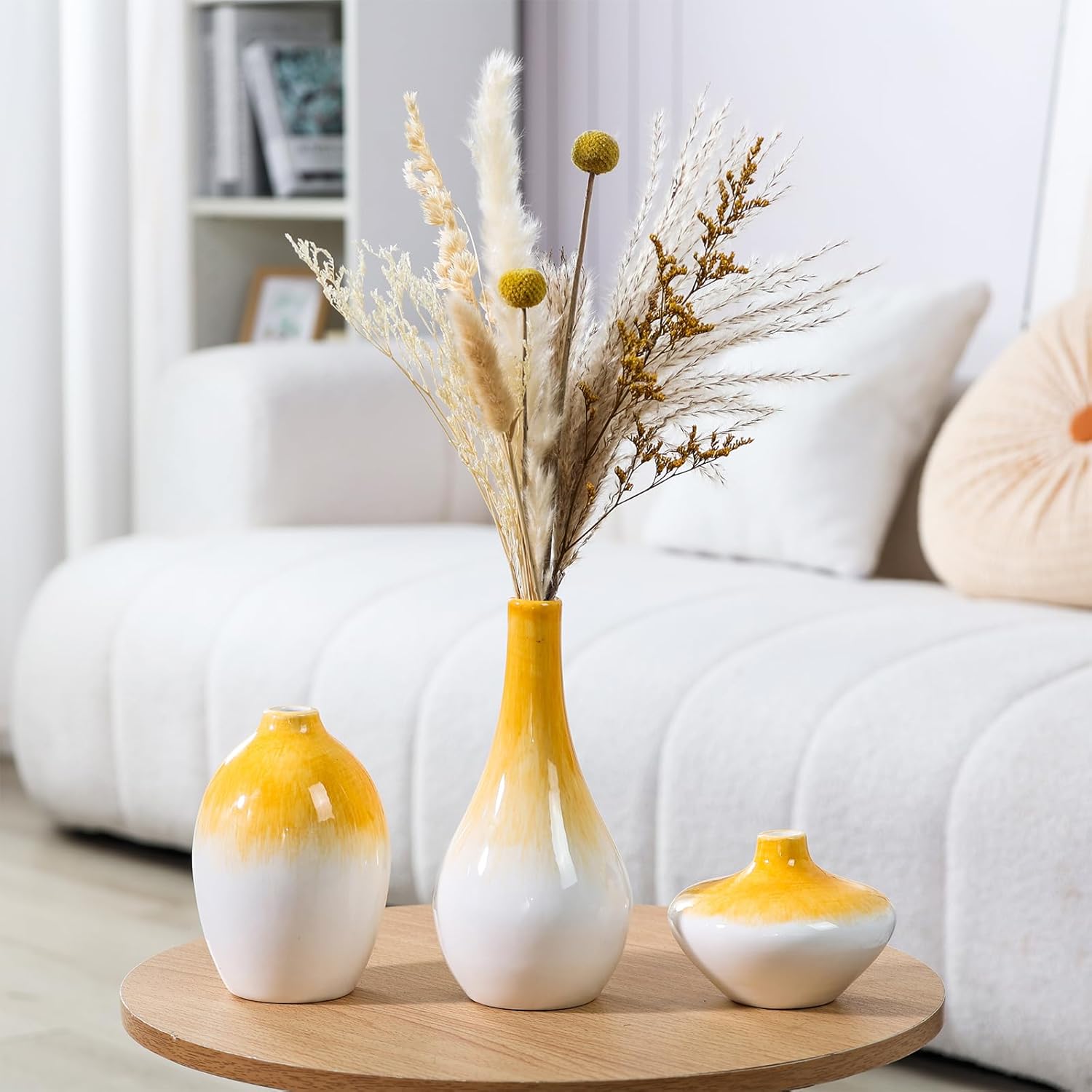 Amazon.com: Gradient Colored Ceramic Vases Set of 3 Pcs,Streamlined ...