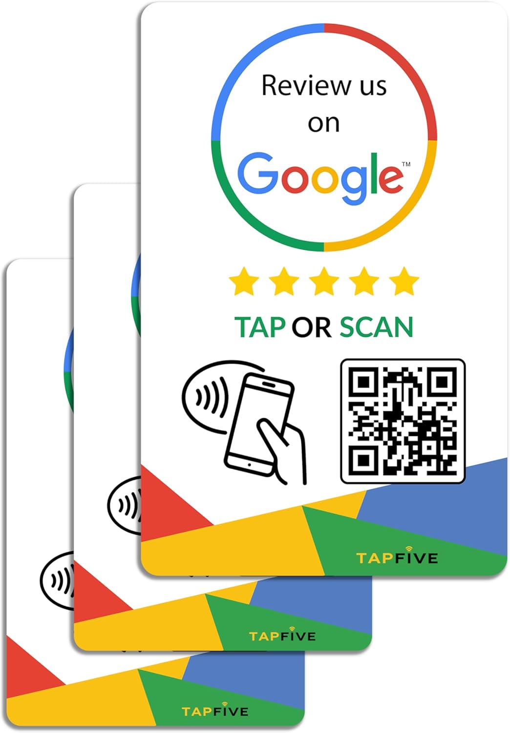 TapFive Review Tap Cards (3-Pack) - Tap for Instant Google Reviews ...