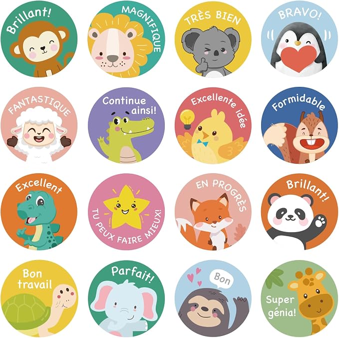 1280 Pcs French Inspirational Stickers for Classroom Rewards Funny ...