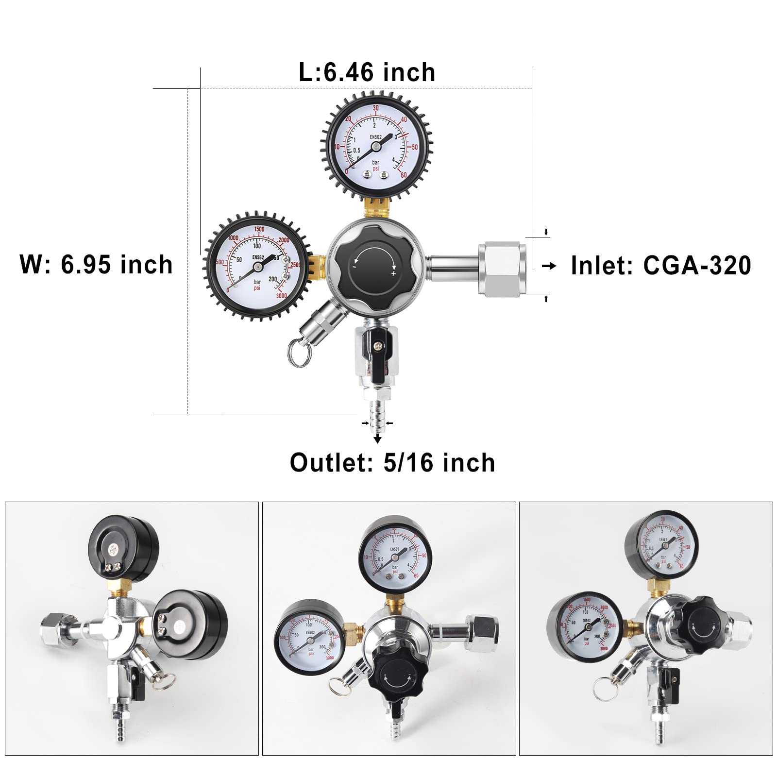 Snapklik.com : FERRODAY Co2 Regulator Beer Keg Regulator Kegerator Dual ...