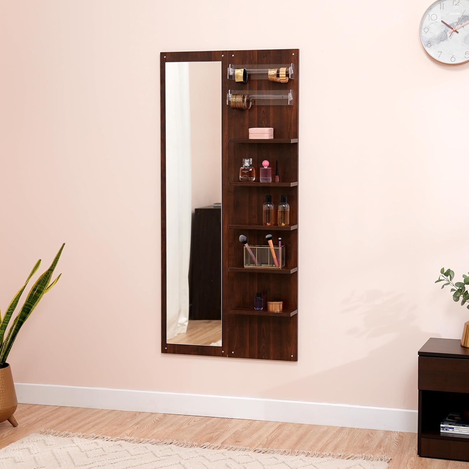 Amazon Brand - Solimo Tracy Wall Mounted Dressing Table (Walnut ...