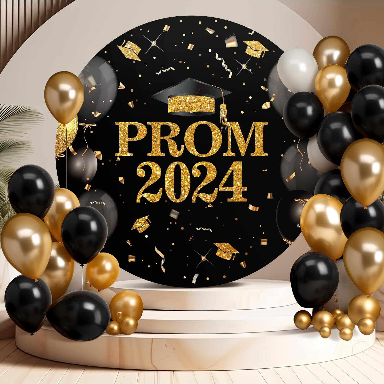 Amazon.com : 2024 Prom Decorations Graduation Backdrop 7.2x7.2ft Black ...
