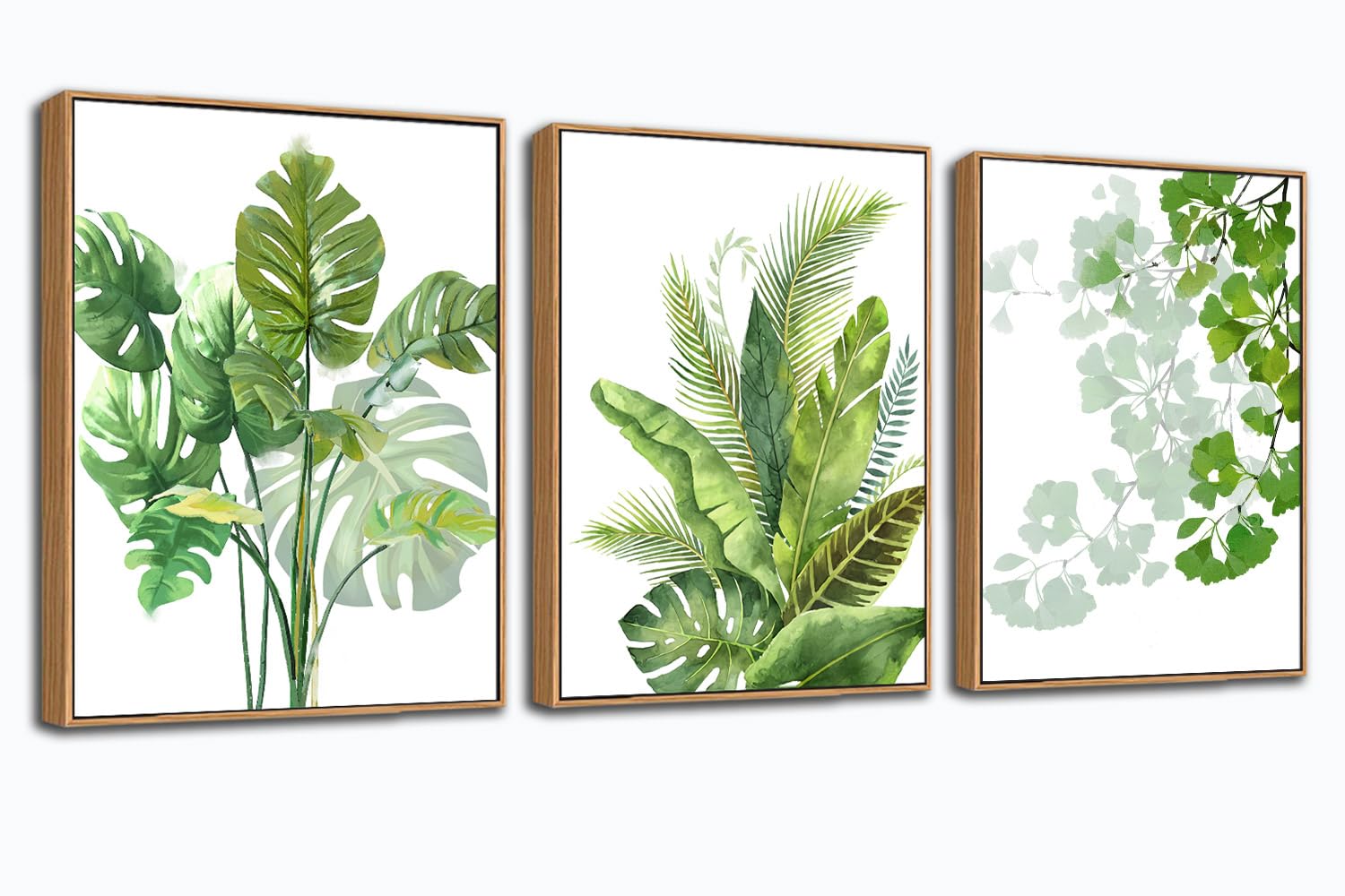 Green Botanical Plants Canvas Wall Art Minimalist Floral Prints Leaf ...