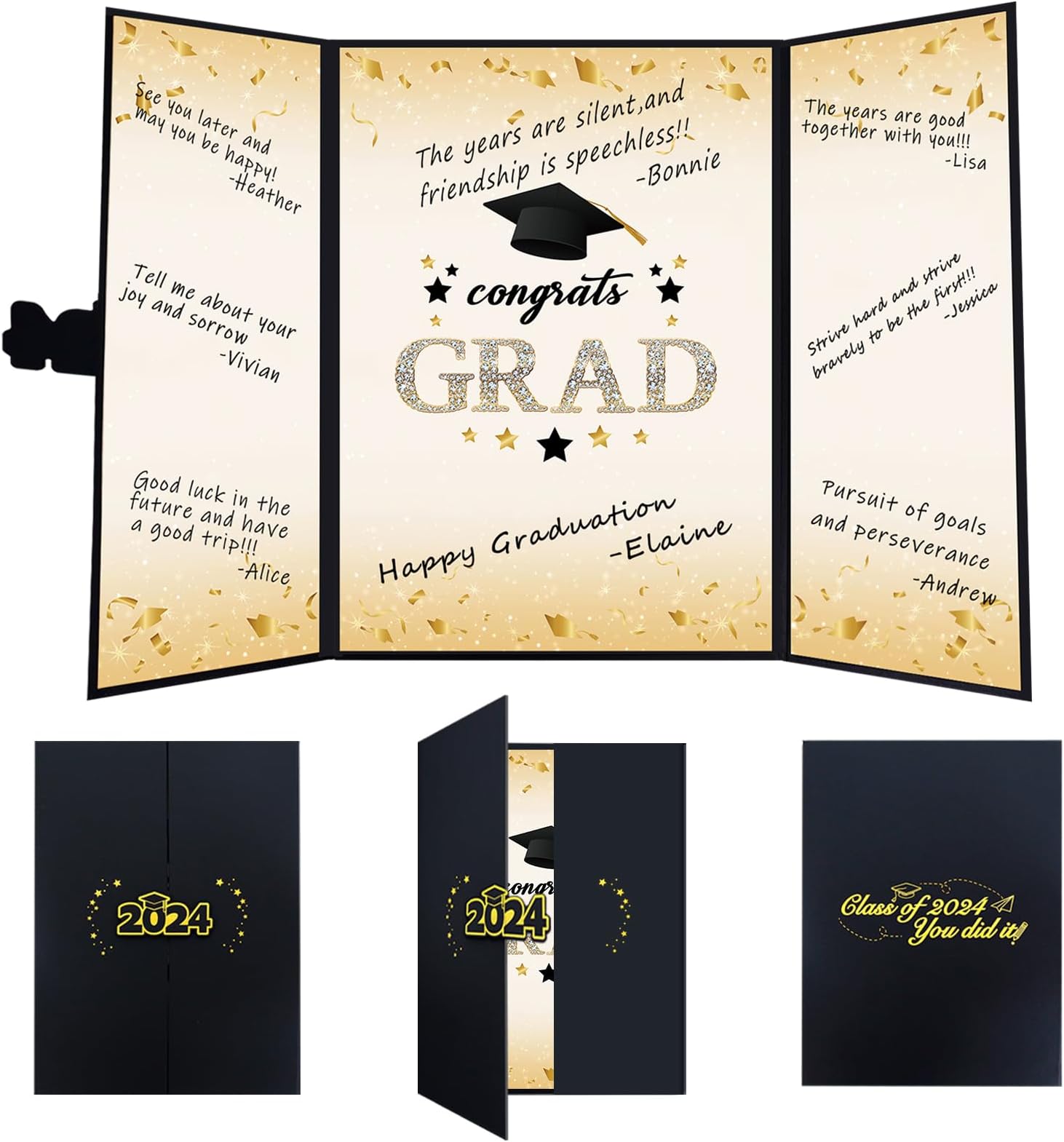 Amazon.com: Vlipoeasn 2PCS Graduation Guest Book Alternative, Black ...