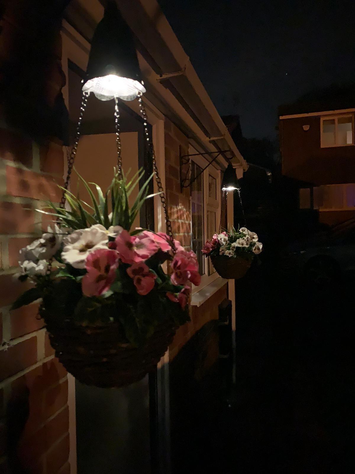 Solar Powered Hanging Basket Lights Flower Planter Outdoor Garden ...