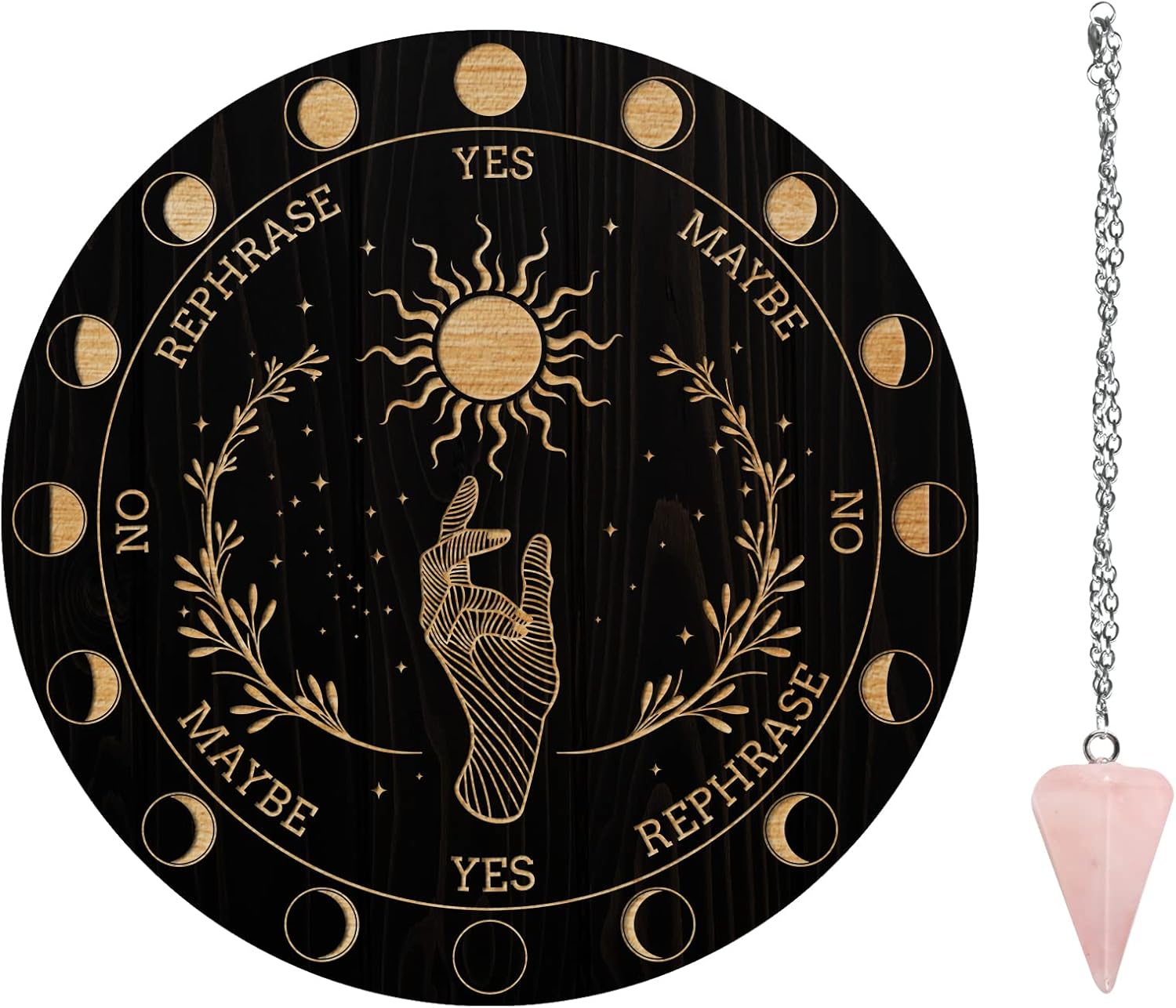 AHANDMAKER Magic Hand Sun Pendulum Board, 7.8″ Dowsing Divination ...