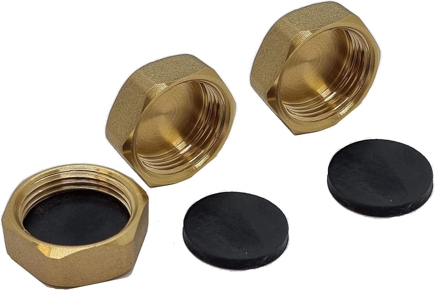 Brass Blanking Caps 1/2" (Pack of 3) with Washers for 15mm Compression ...