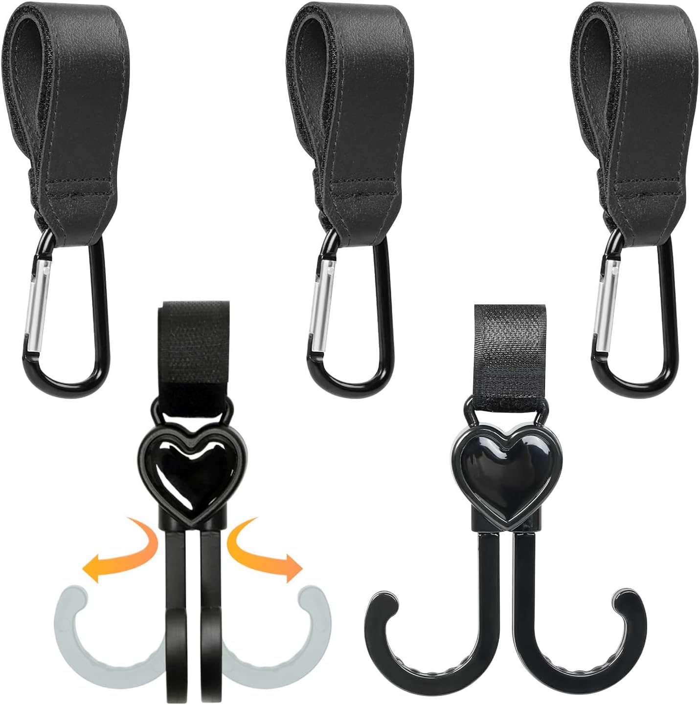 Amazon.com: 5 PCS-3 Leather Hooks with Carabiners+2 Double Sided Walker ...