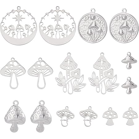 Amazon.com: SUNNYCLUE 1 Box 16Pcs Mushroom Charms Stainless Steel Mushrooms Charms Tarot Style ...