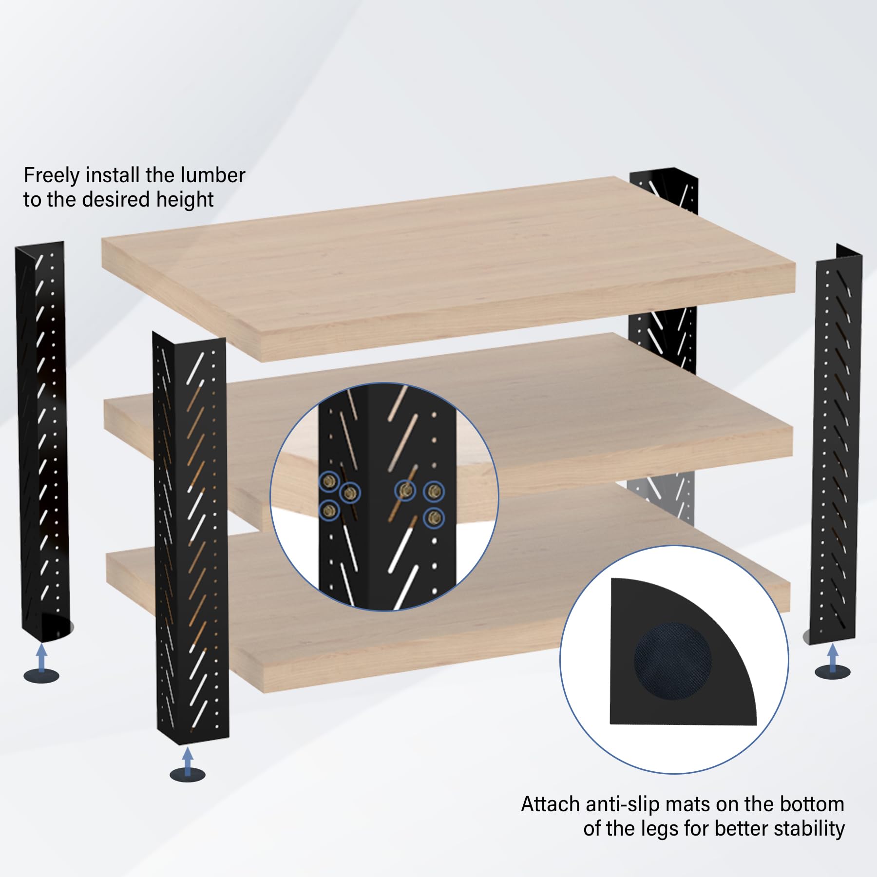Snapklik.com : Neorexon Universal Metal Workbench Legs Kit w/Free ...