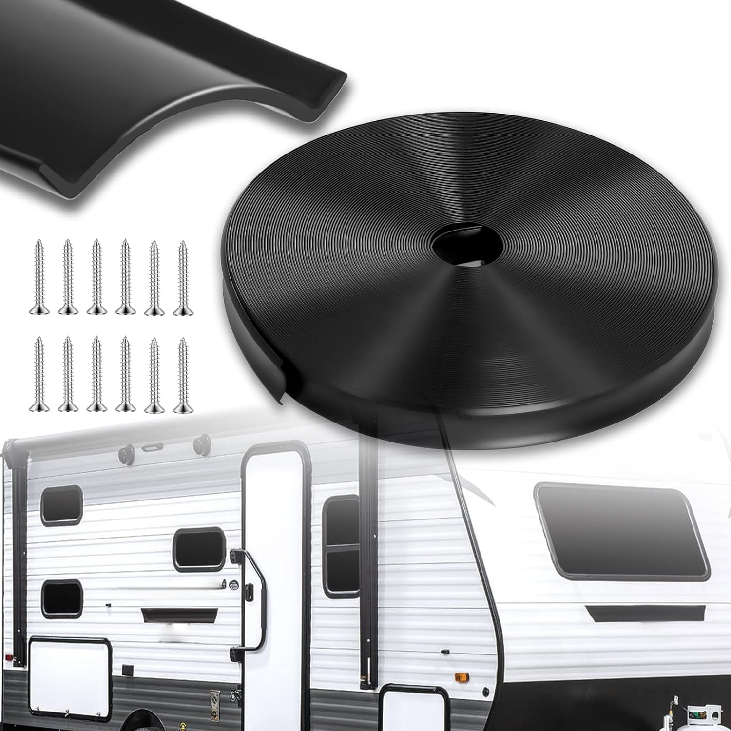 7/8" RV Vinyl Trim Insert 100 FT with 12 Screws, RV Corner Trim Molding ...