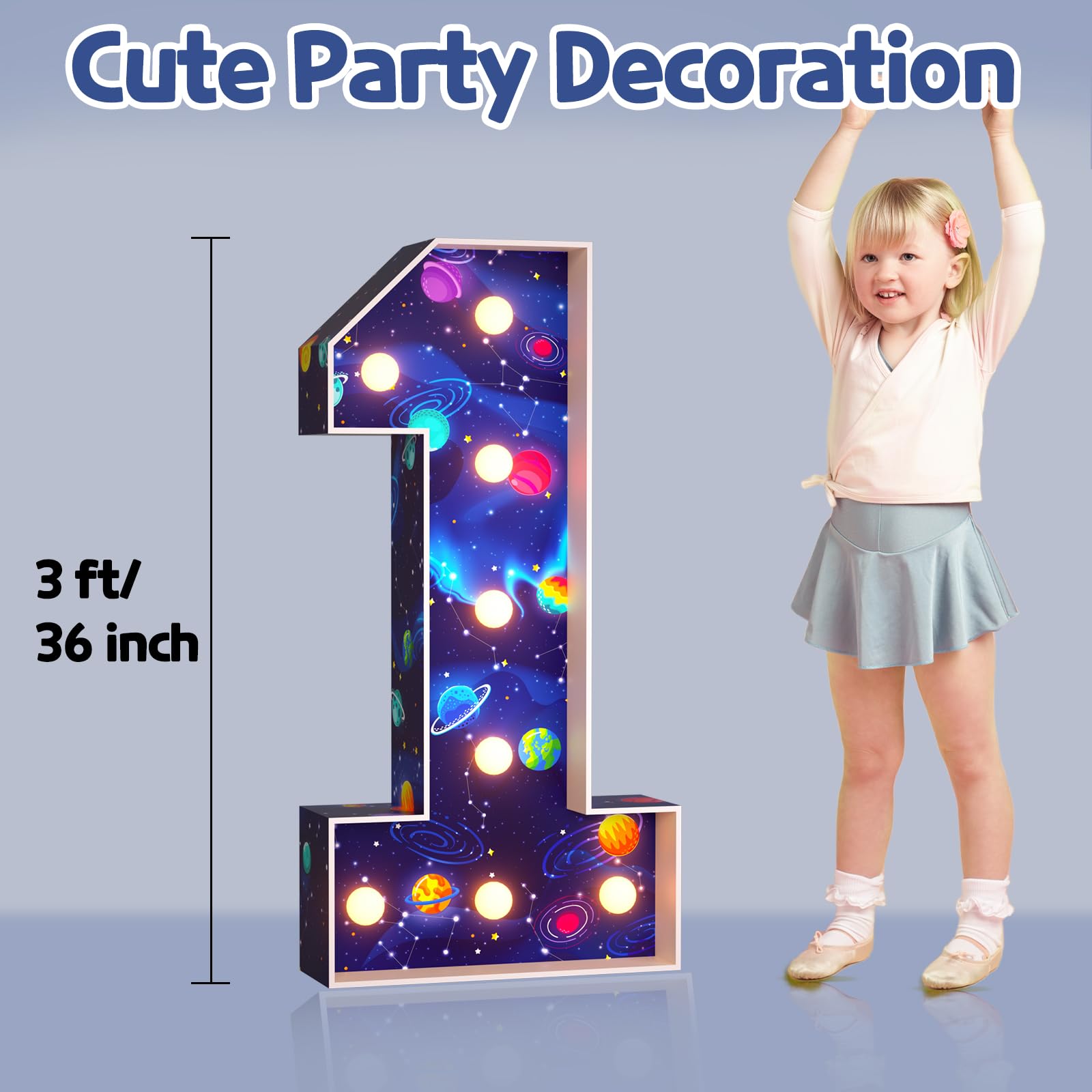Snapklik.com : Marquee Numbers Space 1st-Birthday Decorations: 3ft ...