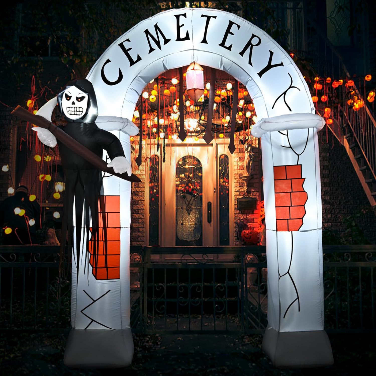 Amazon.com: 8FT Tall Halloween Inflatable Grim Reaper Archway ...