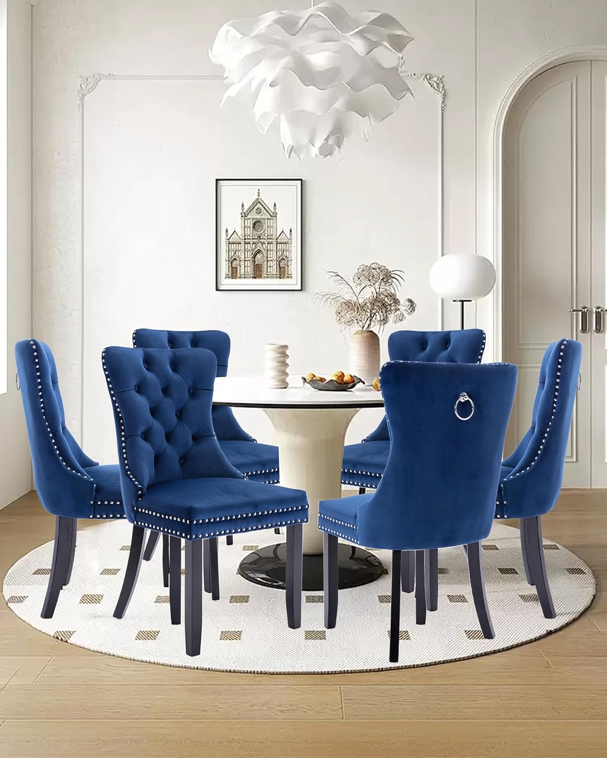 Amazon.com - VICBARLEY Velvet Dining Chair Set of 6 Upholstered Tufted ...