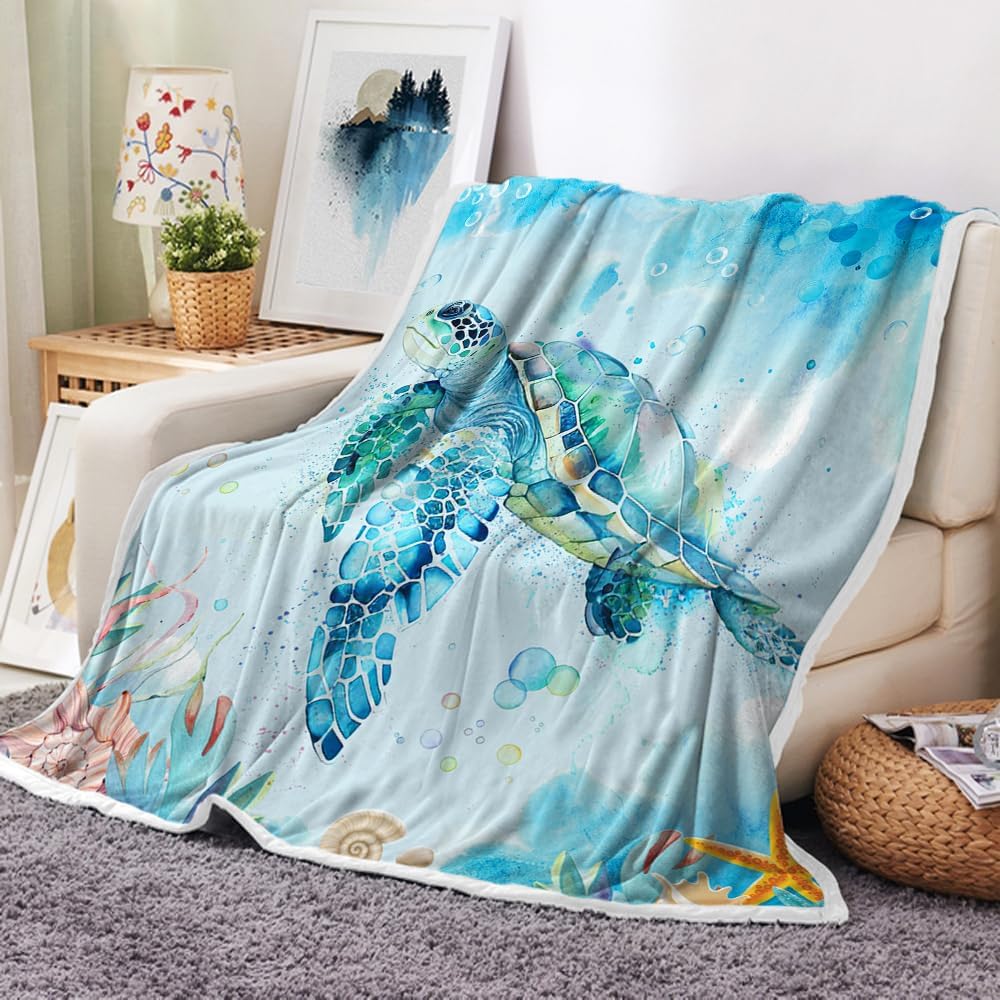 Amazon.com: Turtle Blanket, Sea Animal Turtle Throw Blanket Kids ...