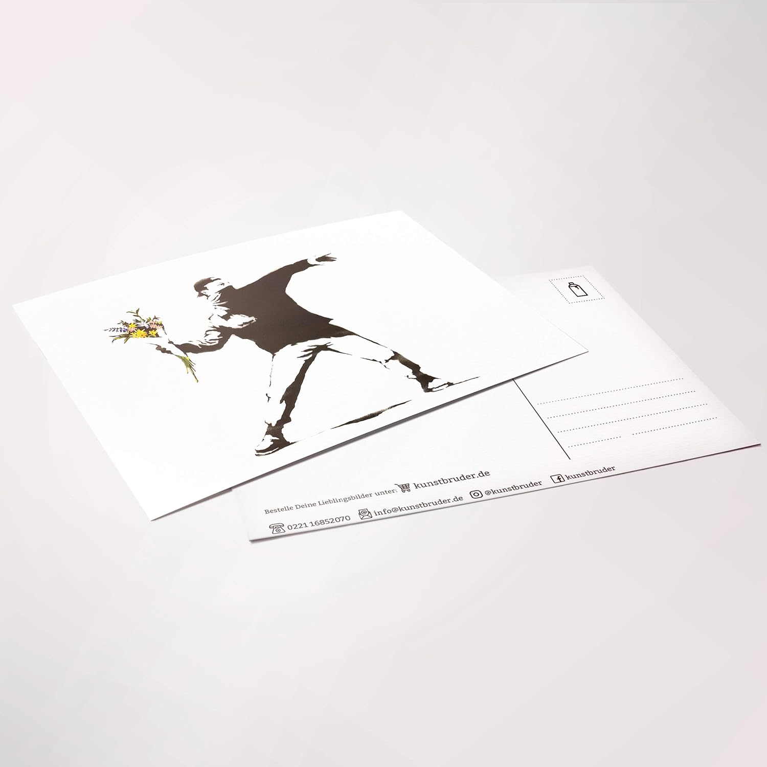 Kunstbruder Banksy Flower Riot - 3er Postkarten-Set in versch. Motiven ...