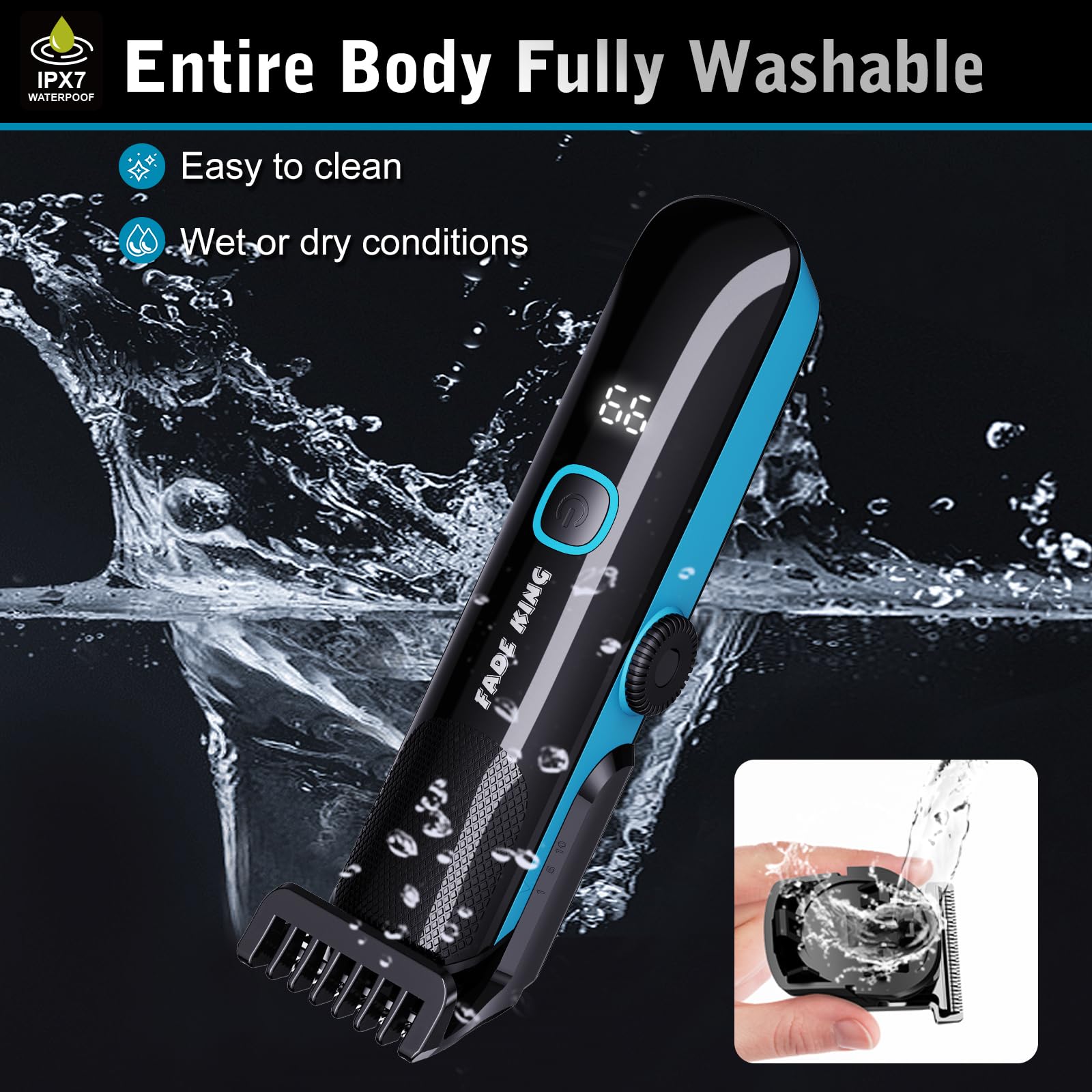 FADEKINGÂ® All in One Beard Trimmer with Adjustable Combs - Waterproof ...