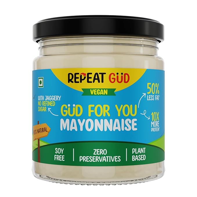 REPEAT GUD Vegan Mayonnaise | 100% Chemical Free | Soy Free | 50% Less ...