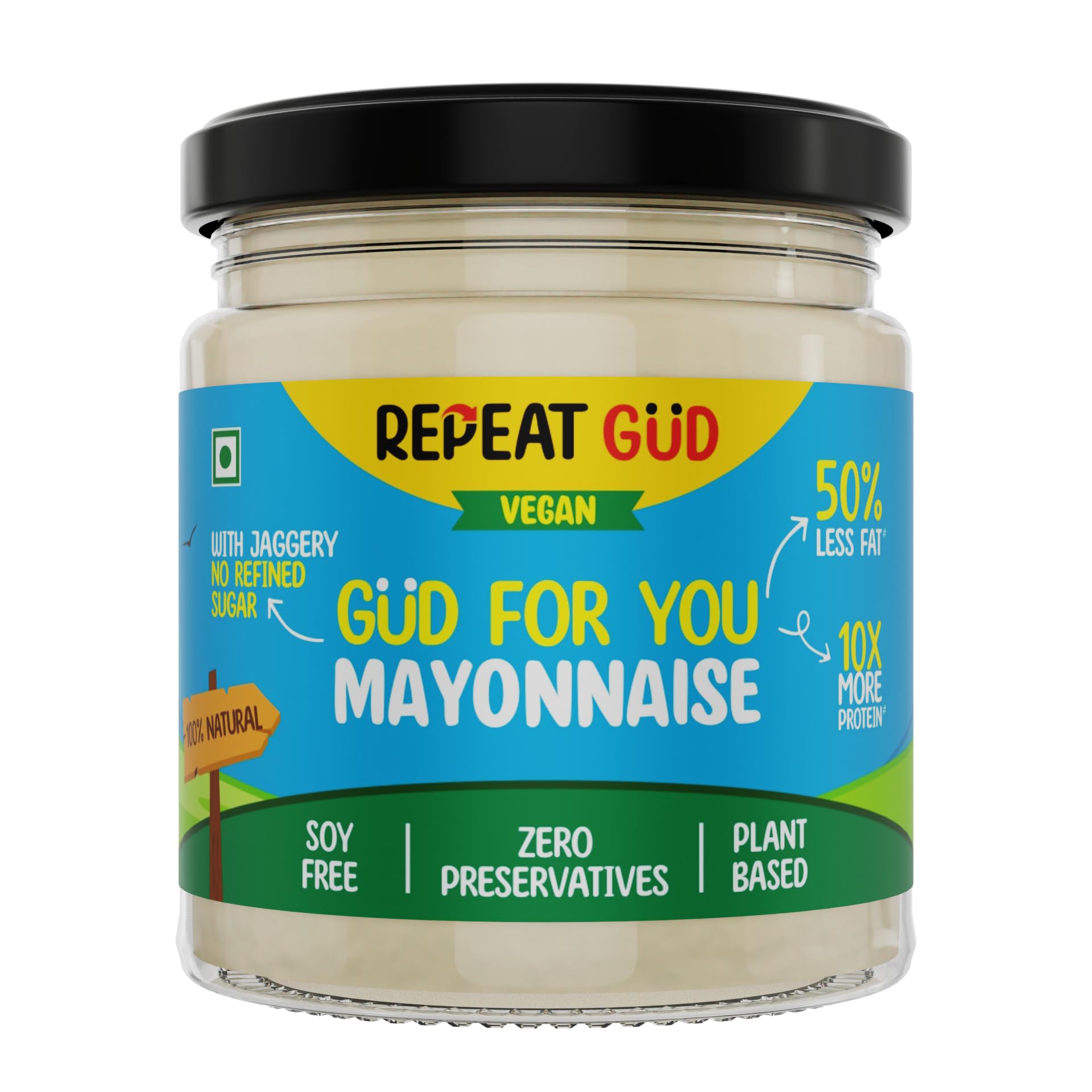 REPEAT GUD Vegan Mayonnaise | 100% Chemical Free | Soy Free | 50% Less ...