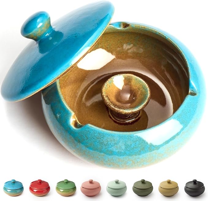 Amazon.com: Ashtray with Lid for Outside Patio, Windproof Ash tray ...