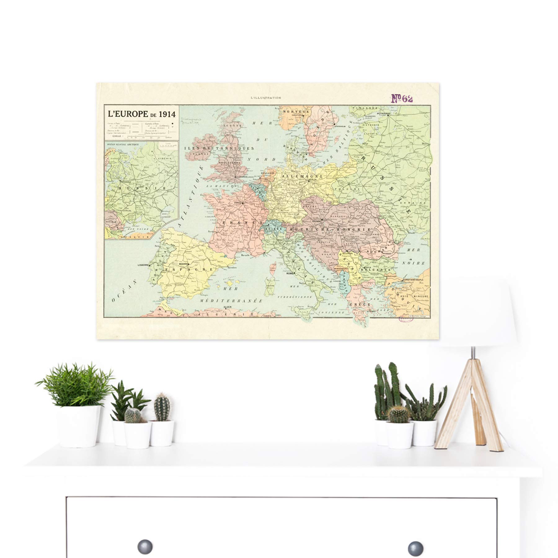 Political Map Of Europe Poster Print French Language
