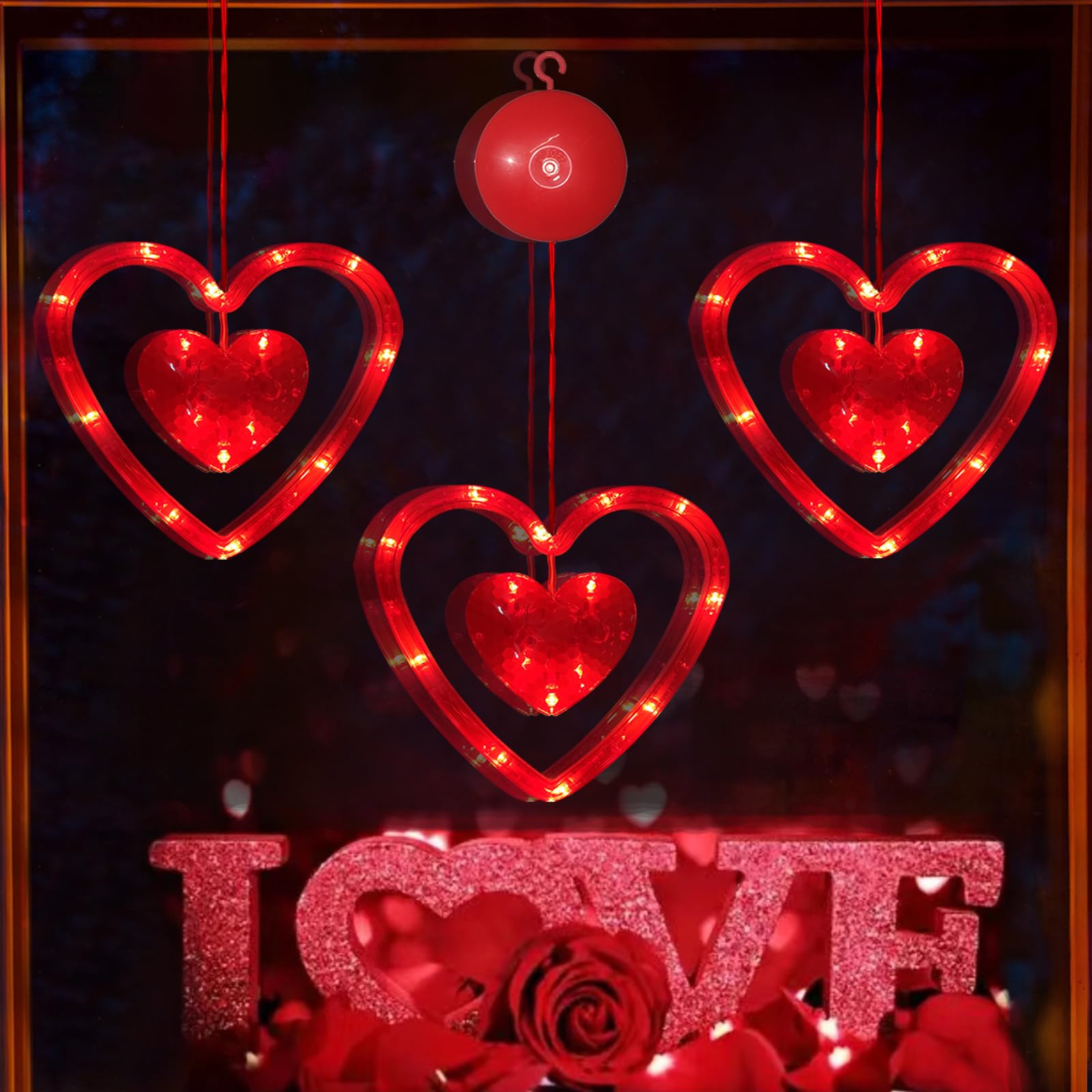 Valentine Hearts Light Up Light Up Candy Hearts, 9pc Valentines Day