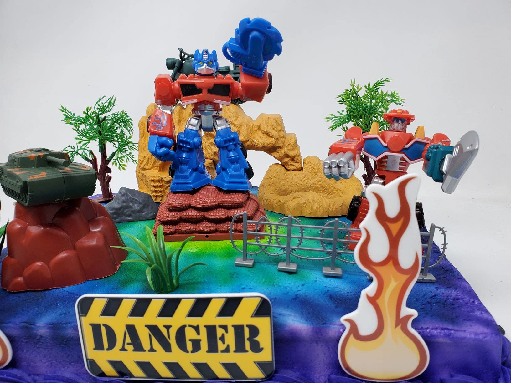 Transformers Birthday Cake Topper Set Featuring Optimus Prime and ...
