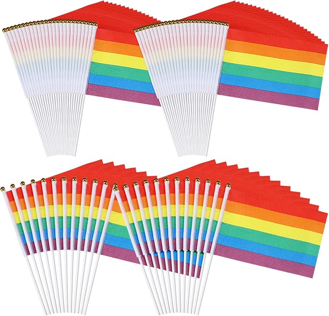 Amazon.com : 200 Pack Rainbow Pride Flags Small Mini Flag Lesbian Flag ...