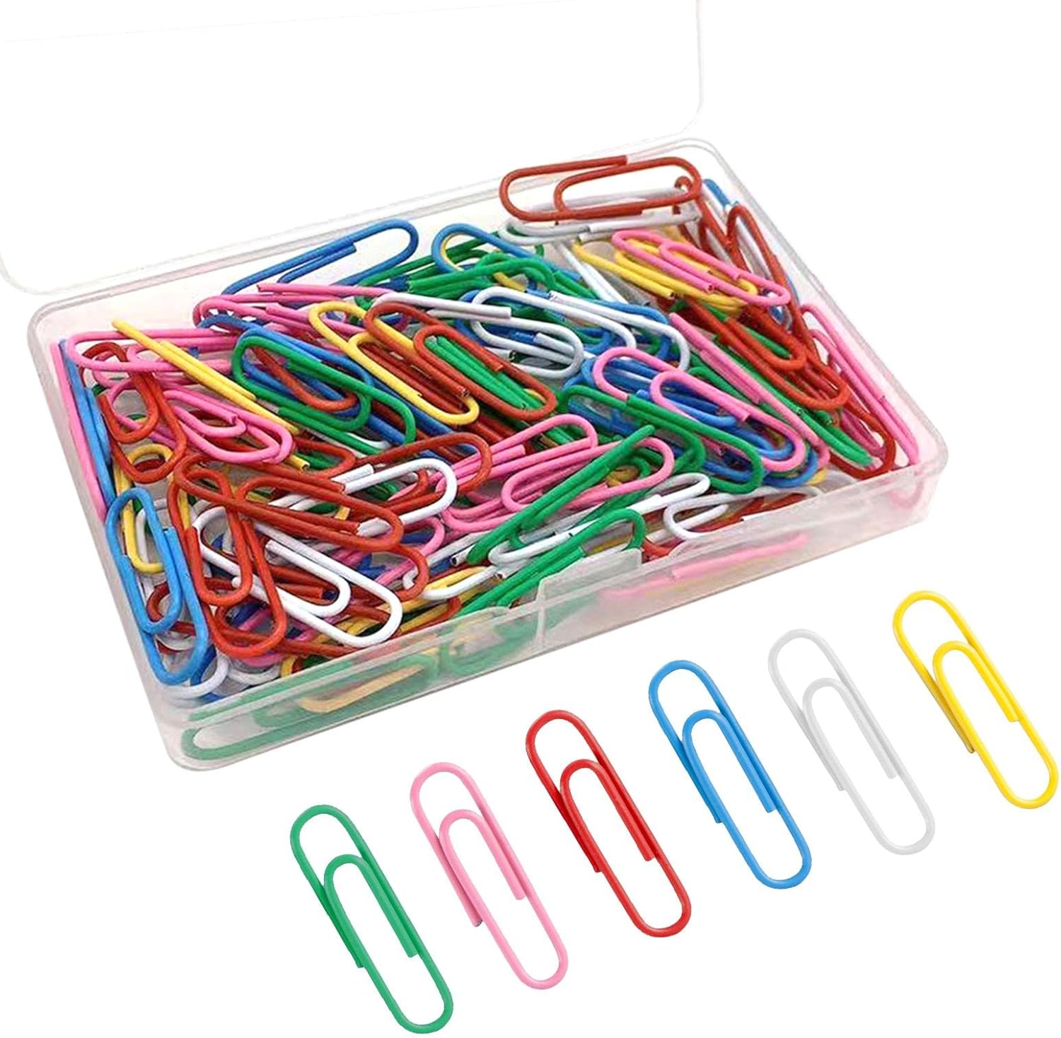 Coloured Paper Clips 100 Pcs, Plastic-Coated Metal Paperclips Paper ...