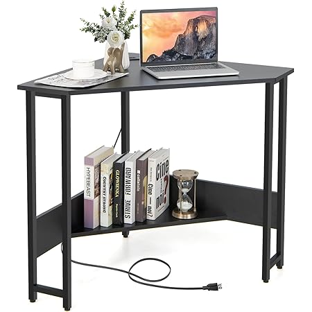 Amazon.com: COSTWAY Corner Computer Desk, with USB Ports & Power Outlet ...