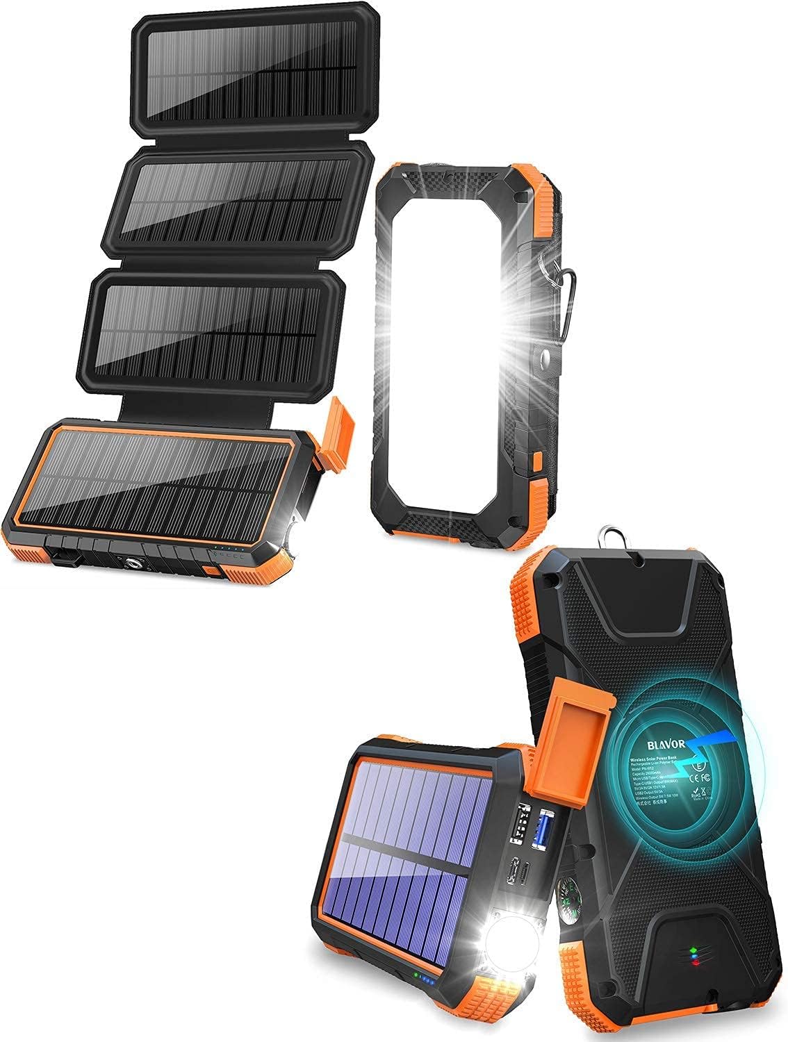 Amazon.com: 20,000mAh Fast Solar Charger for Indoor Use Plus 20,000mAh ...