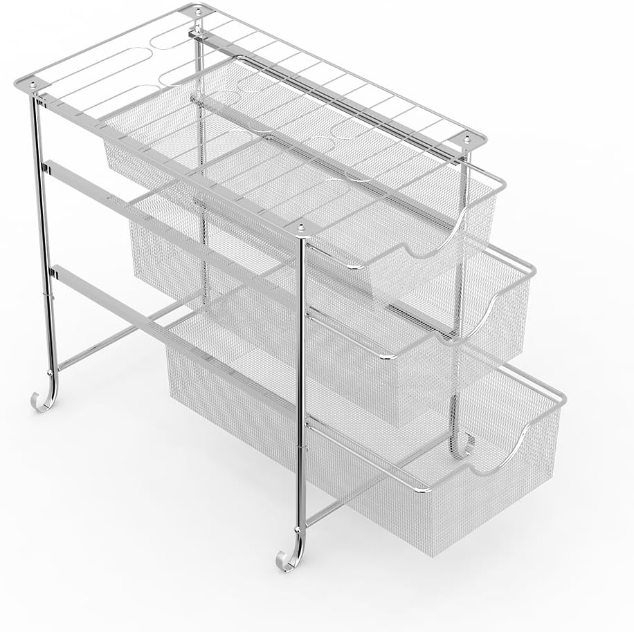 Amazon.com: NEX 3 Tier Sliding Basket Cabinet Organizer Chrome : Home ...