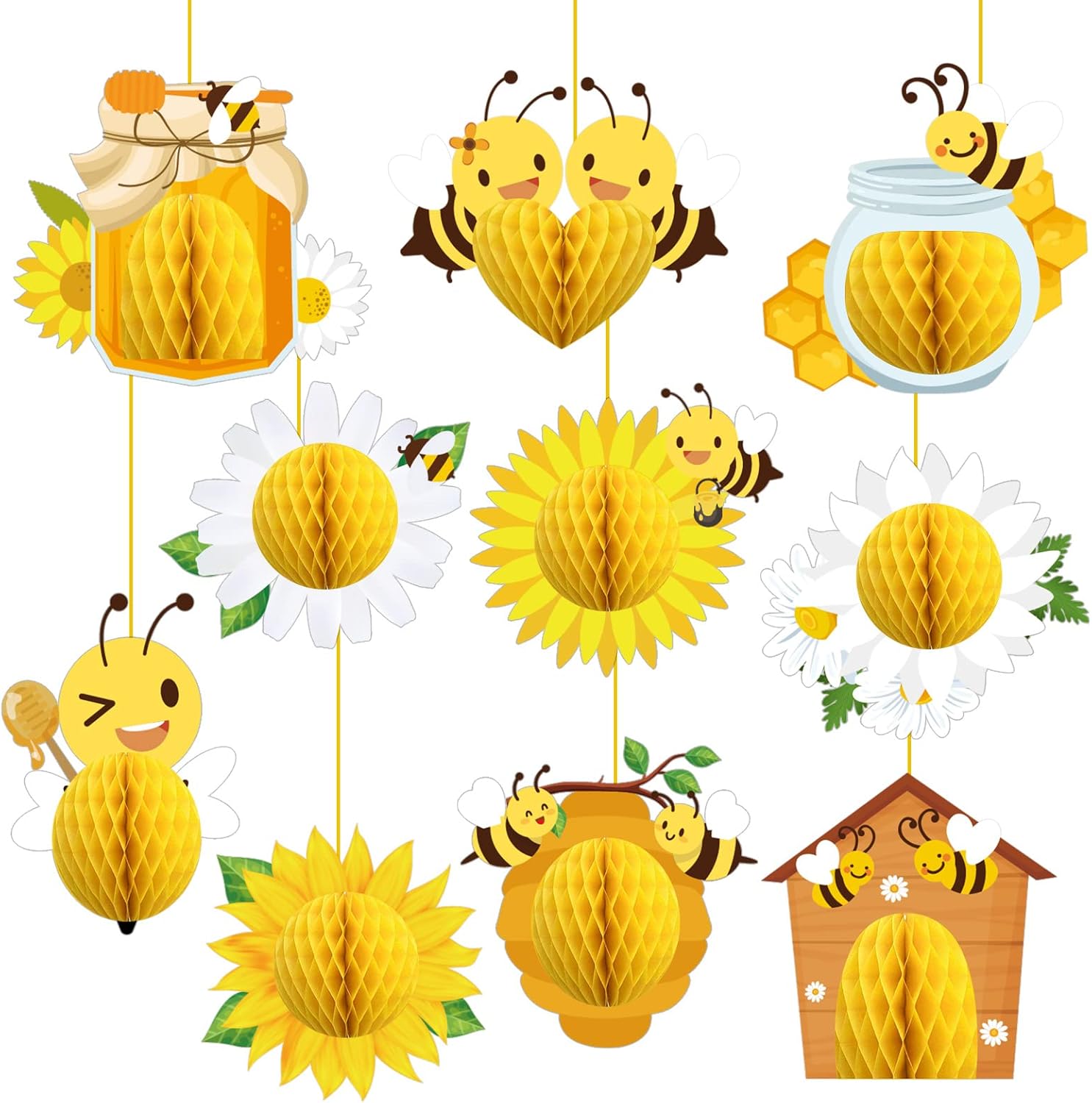 Amazon.com: 10PCS Bee Honeycomb Balls Decorations Centerpieces for ...