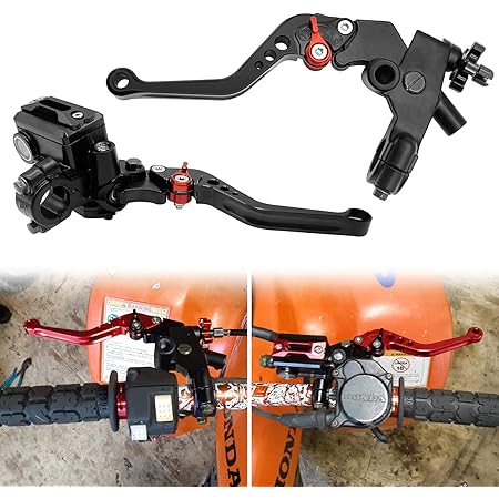 Amazon.com: MZS Red 7/8 Levers Set Brake Master Cylinder Clutch Lever ...