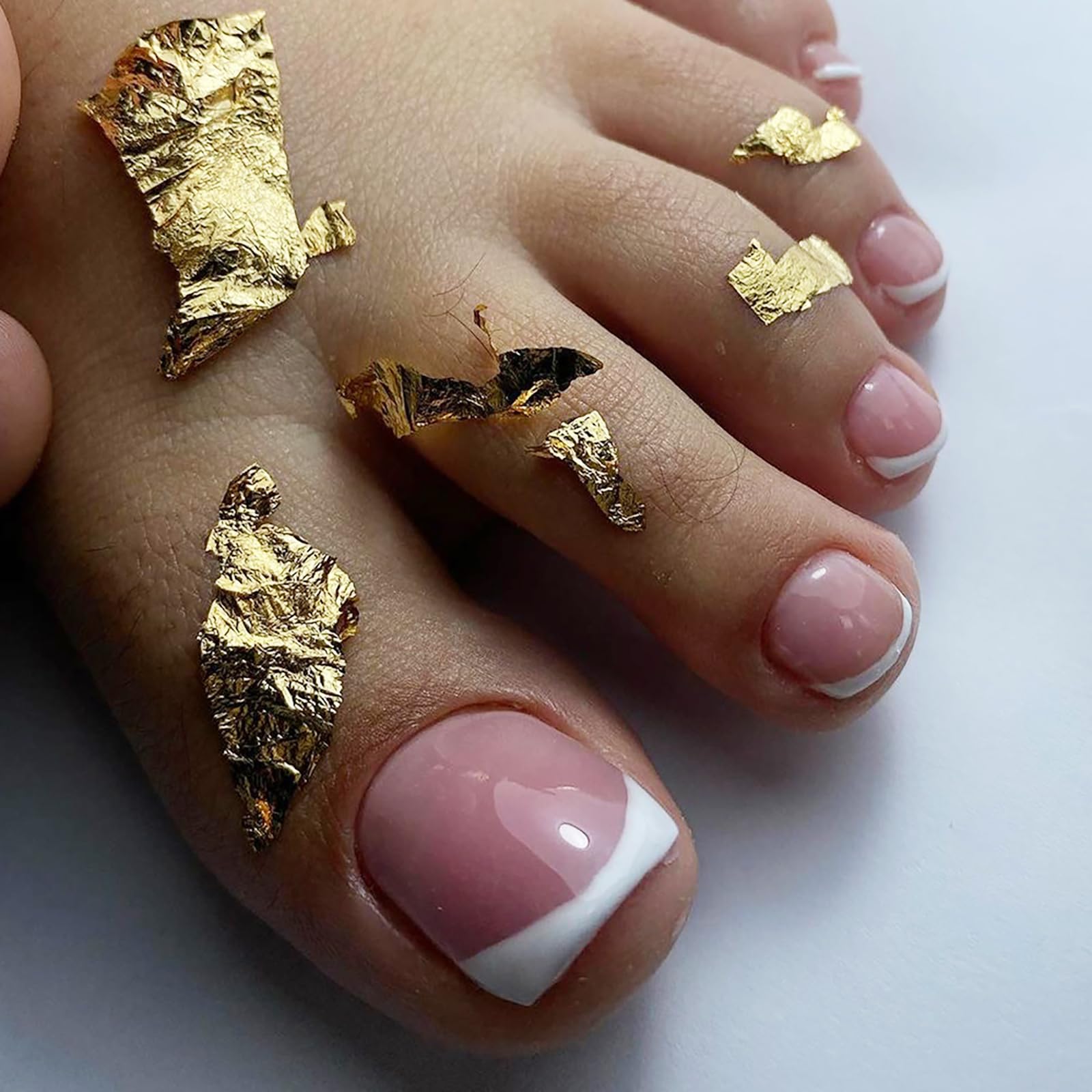 Amazon.com: French Tip Press on Toenails Short Solid Square Fake ...